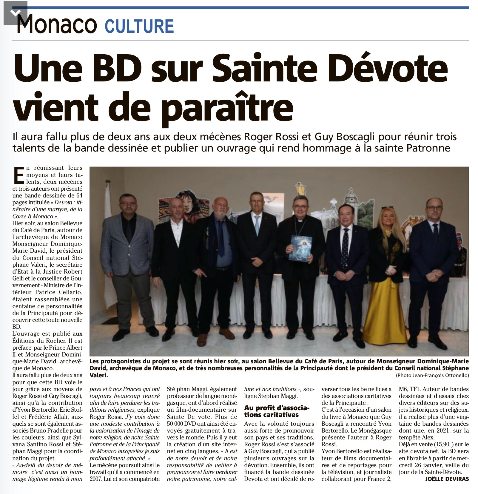Monaco-Matin (24 janvier 2022) - DEVOTA - La BD sur Sainte Dévote